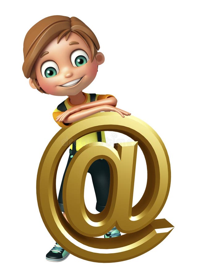 Kid Boy with at the Rate Sign Stock Illustration - Illustration of ...
