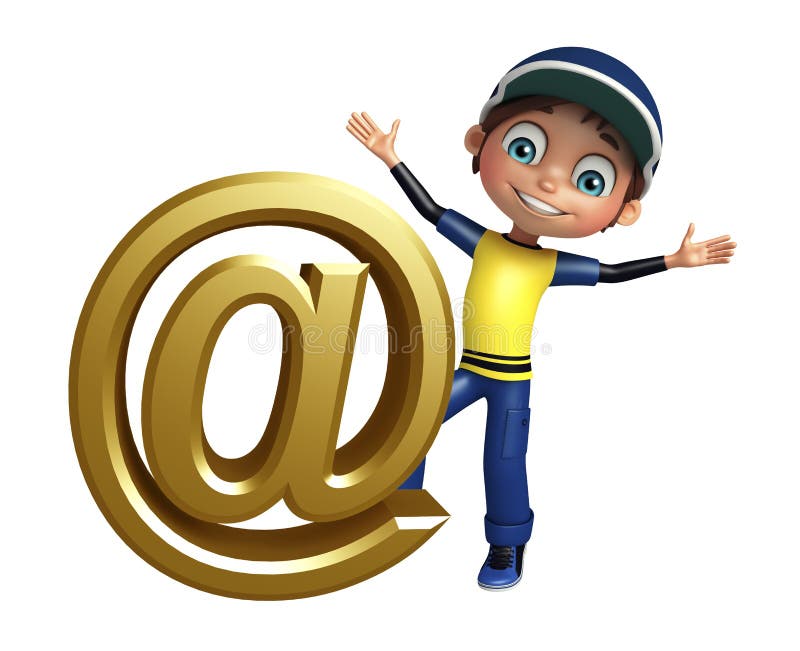 Kid Boy with at the Rate Sign Stock Illustration - Illustration of sign ...