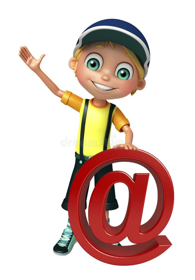 Kid Boy with at the Rate Sign Stock Illustration - Illustration of ...