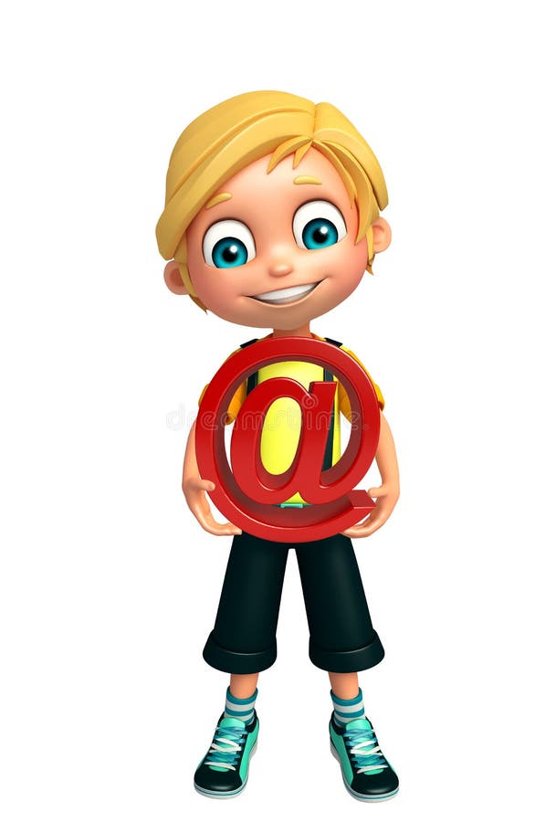 Kid Boy with at the Rate Sign Stock Illustration - Illustration of ...