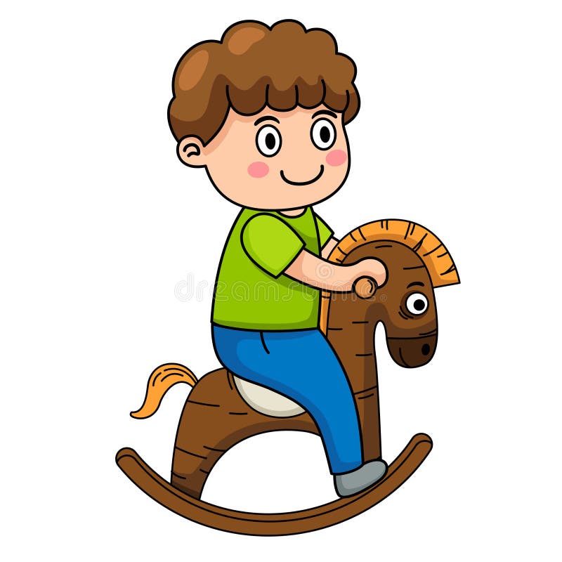 Kid boy riding on rocking stock vector. Illustration of happy - 323630072