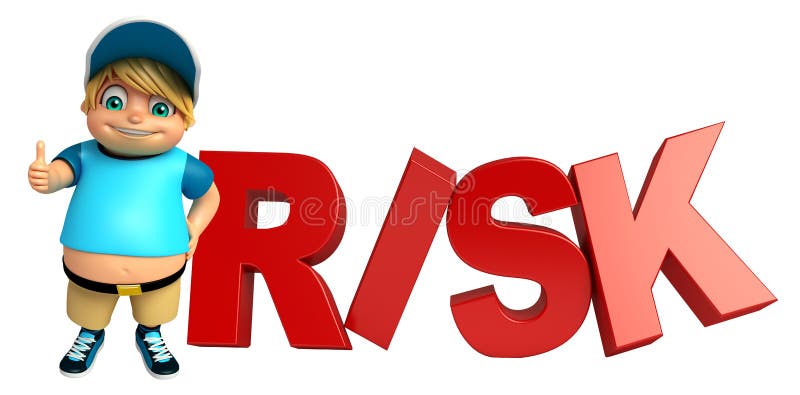 Kid boy with Risk sign stock illustration. Illustration of school ...
