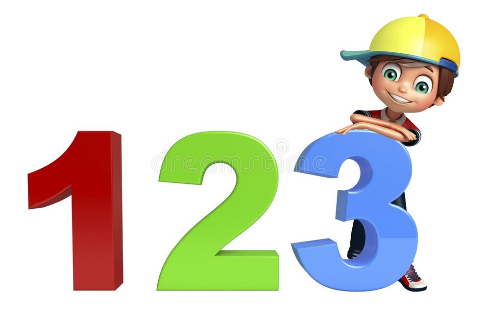 Kid boy with 123 sign stock illustration. Illustration of grade - 77521325