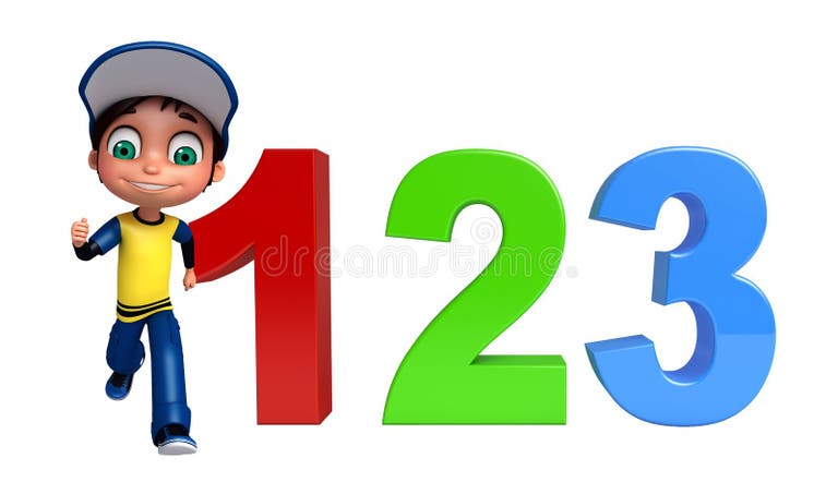 Kid boy with 123 sign stock illustration. Illustration of class - 77532768