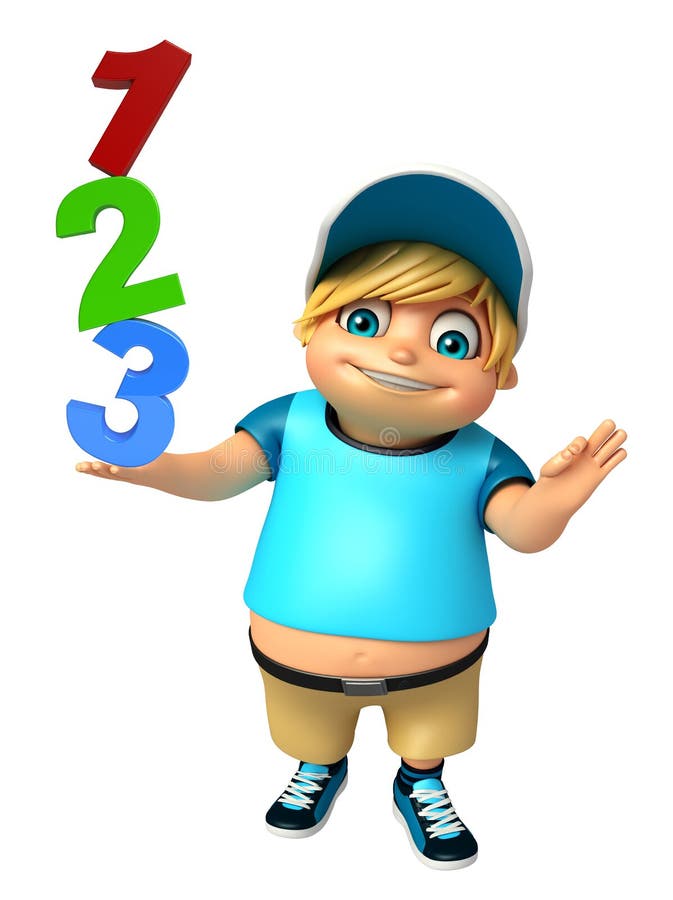 Kid boy with 123 sign stock illustration. Illustration of educational ...