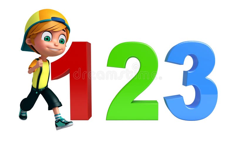 Kid boy with 123 sign stock illustration. Illustration of student ...