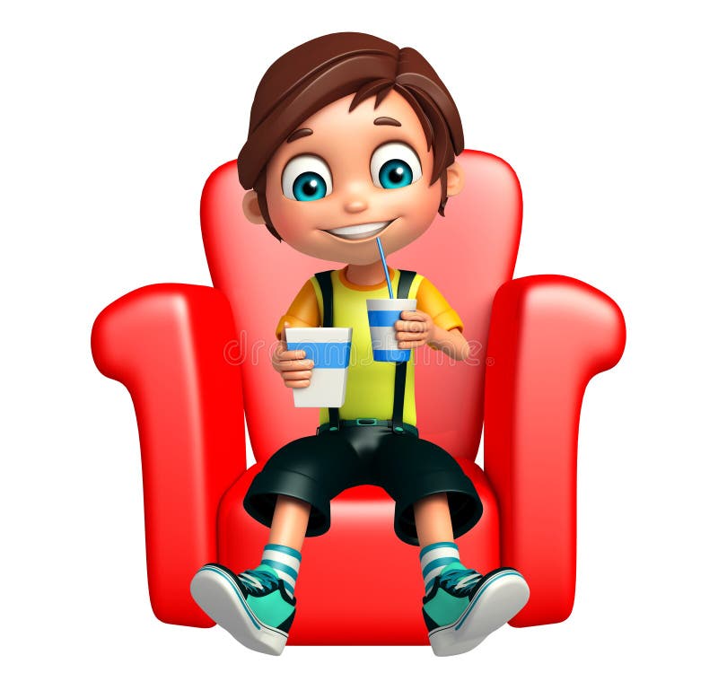 Kid Boy with Sitting on Chair Stock Illustration - Illustration of ...