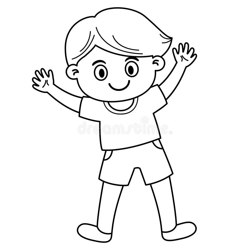 Kid Boy Stand Happy Celebrating Pose Stock Vector - Illustration of ...