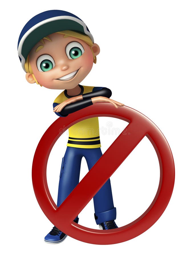 Kid boy with stop sign stock illustration. Illustration of activity ...
