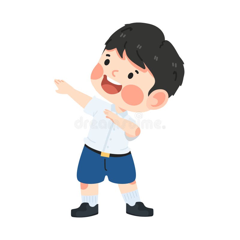 Kid Boy Student Posing As Dab Stock Illustration - Illustration of ...