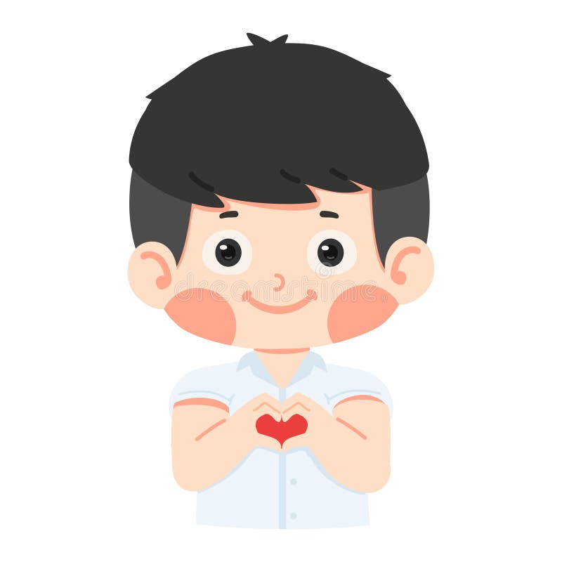 Kid Boy Student Making a Heart Shape Stock Vector - Illustration of ...