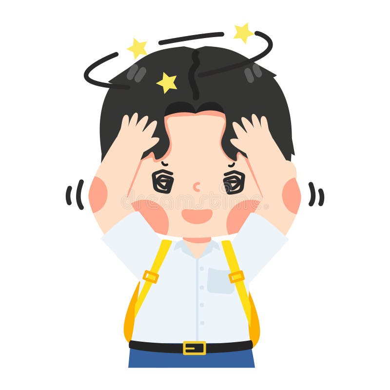 Kid Boy Student Thinking for Solution Stock Vector - Illustration of ...