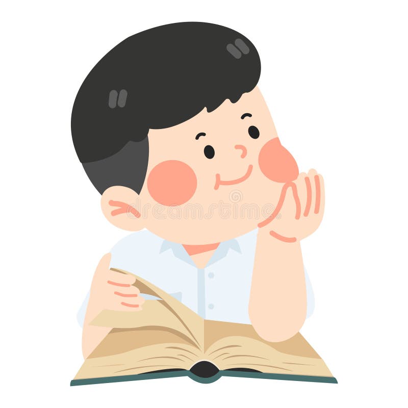 Kid Boy Students Reading a Book Stock Vector - Illustration of school ...