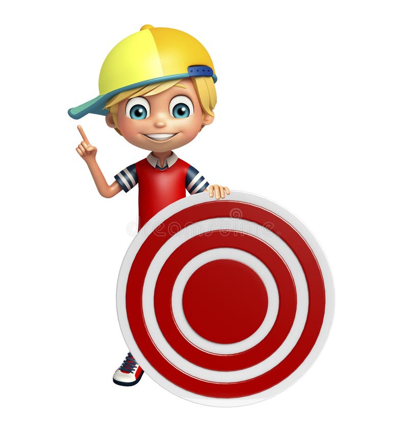 Kid boy with Target sign stock illustration. Illustration of isolated ...