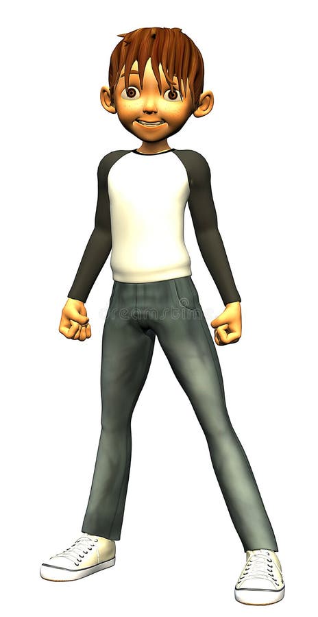 Kid Boy Teen Power Stand Up Stock Illustration - Illustration of render ...