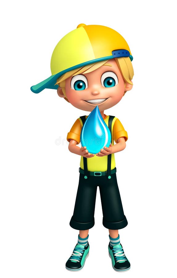 Kid boy with water drop stock illustration. Illustration of learning ...