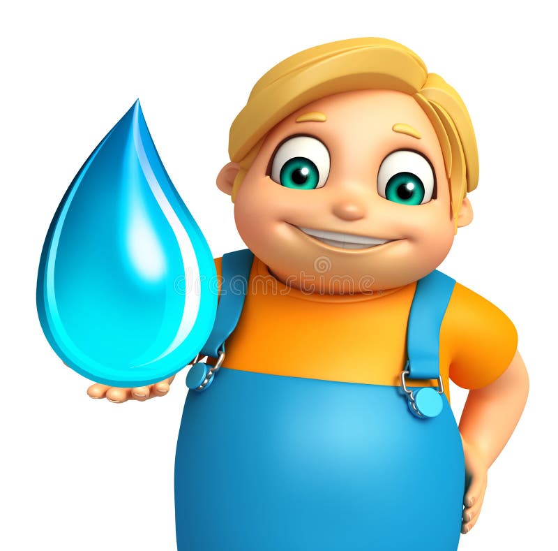 Kid boy with Water drop stock illustration. Illustration of educational ...
