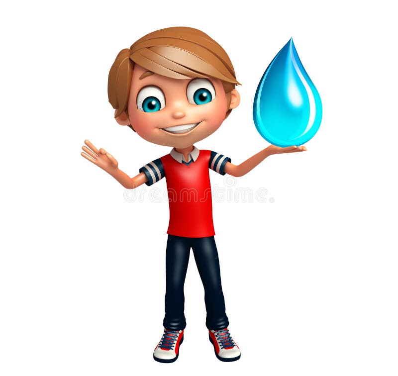 Kid boy with water drop stock illustration. Illustration of happiness ...