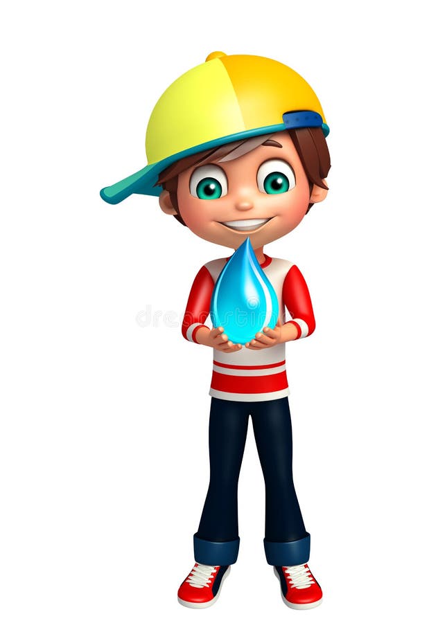 Kid boy with water drop stock illustration. Illustration of happiness ...