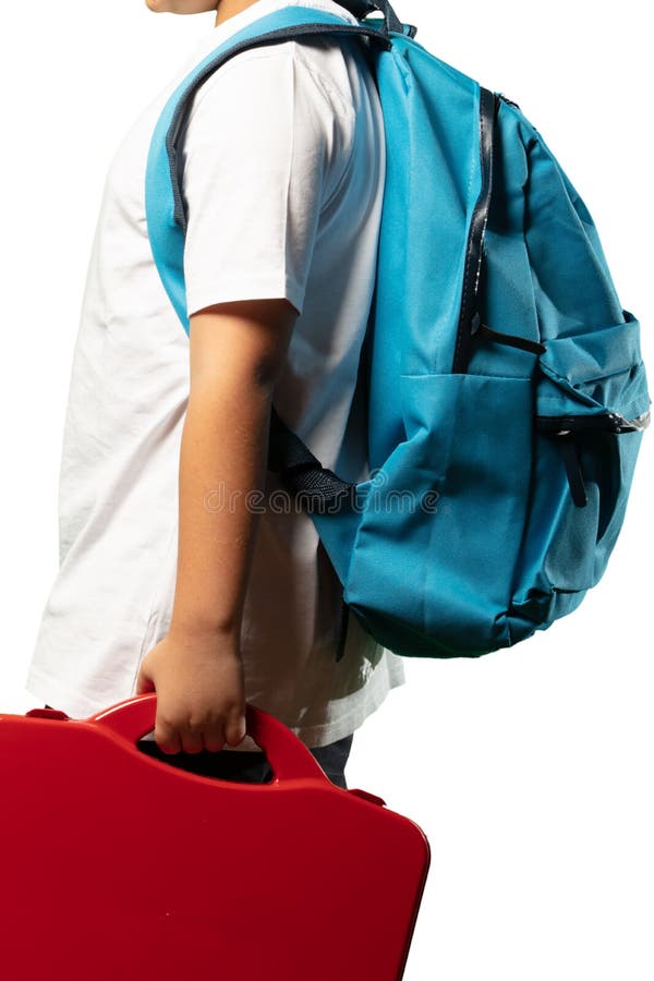 Kid Boy Wearing Backpack Standing Over Isolated White Background Stock ...