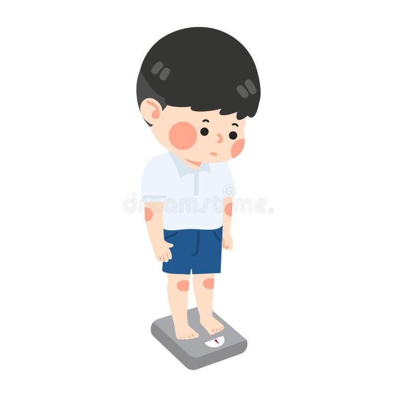 Measuring Weight Cartoon Woman Measuring Weight On Scale Illustration