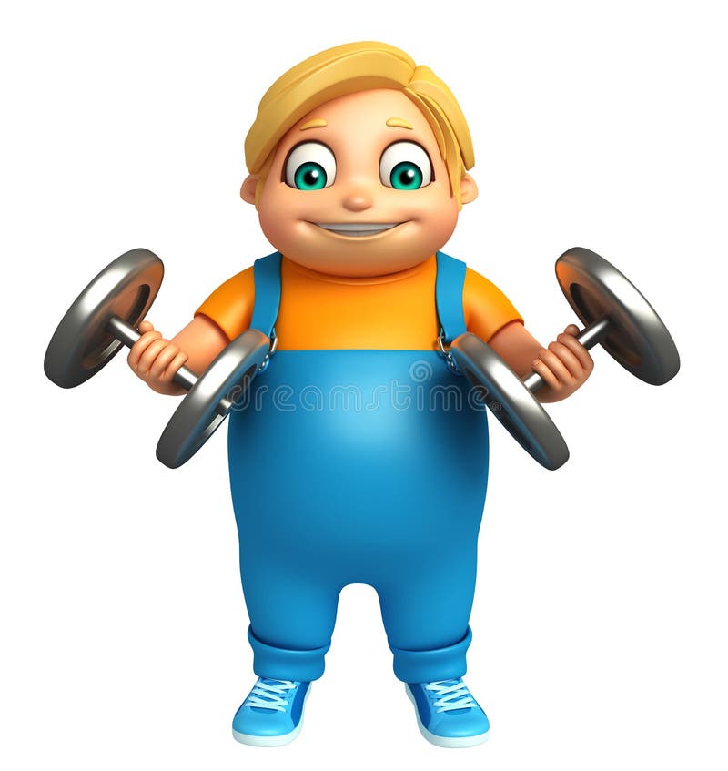 Kid boy with Weight stock illustration. Illustration of preschooler ...