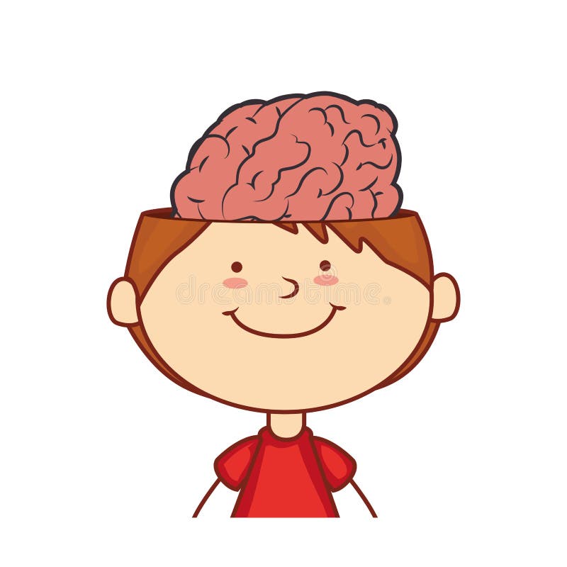 Kid with brain character stock vector. Illustration of flat - 87017121