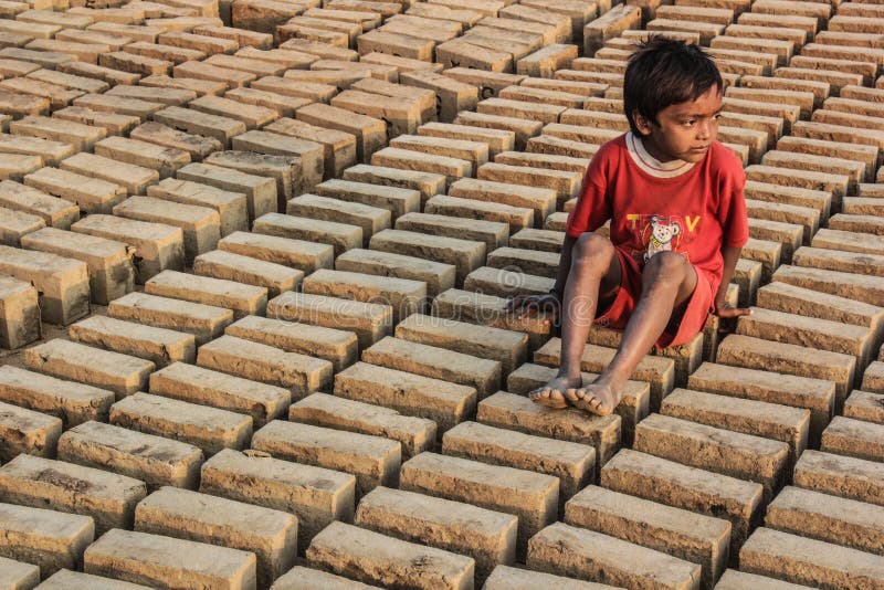 Kid at Brick Manufacturing Site. Editorial Image - Image of indian ...