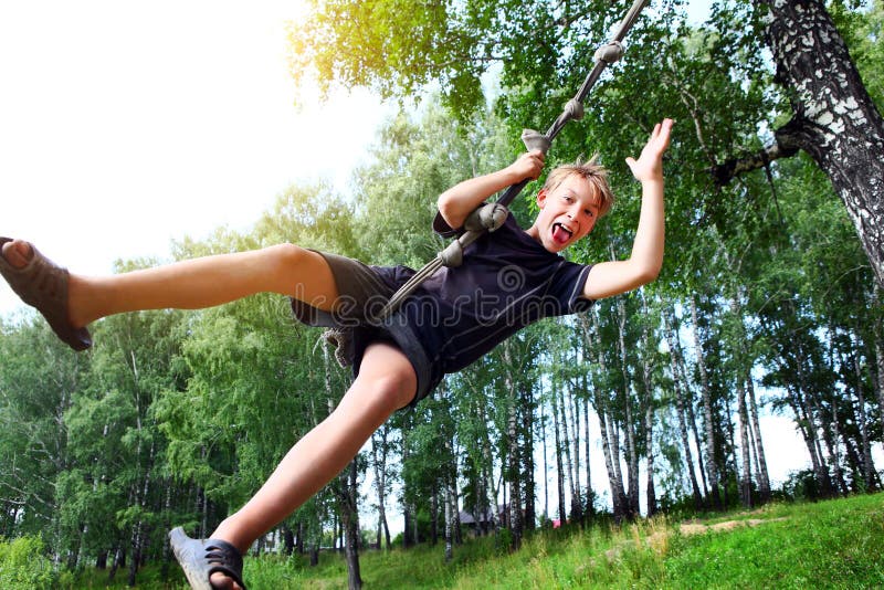 Kid Bungee jumping stock image. Image of outdoors, child - 51179719