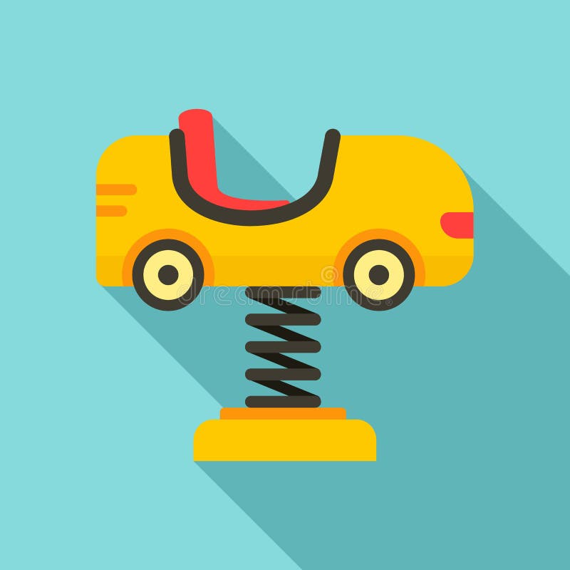 Kid Car on Spring Icon, Flat Style Stock Vector - Illustration of ...