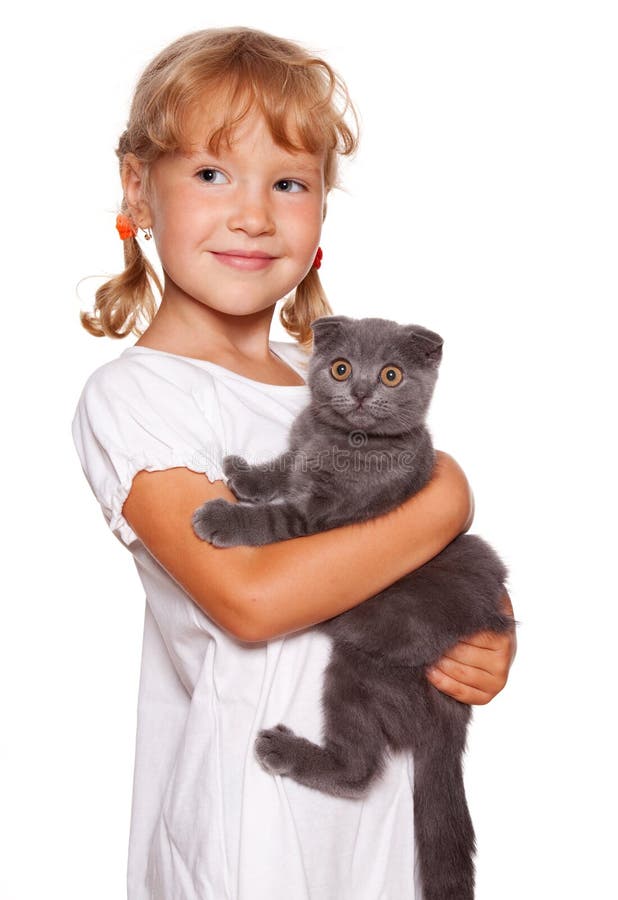 Kid with cat stock image. Image of kitten, child, indoors - 39891141