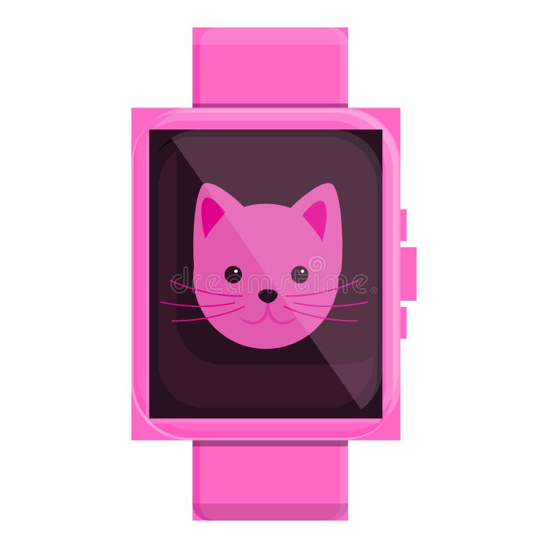 Kid Cat Smart Watch Icon, Cartoon Style Stock Illustration ...
