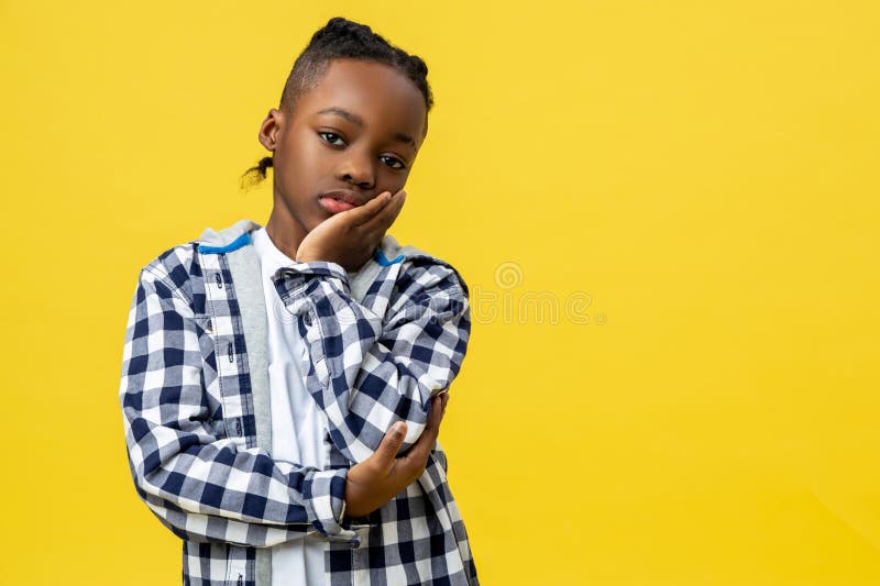 Kid in Checkered Shirt Looking Tired and Sleepy Stock Image - Image of ...
