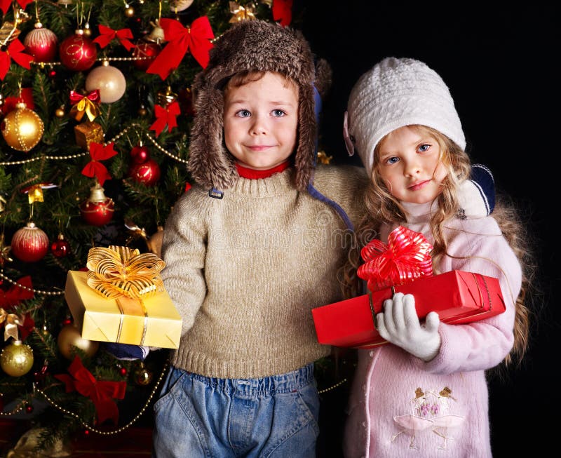 Kid with Christmas Gift Box. Stock Image - Image of caucasian, blond ...
