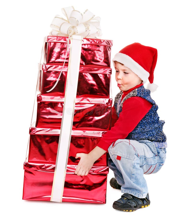 Kid with Christmas Gift Box. Stock Image - Image of christmas, smile ...