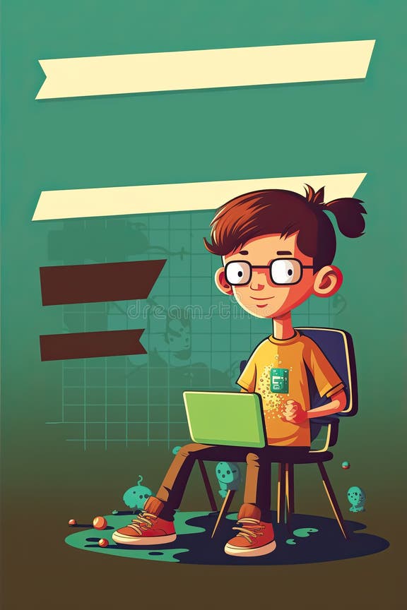 Kid Coding Illustration Banner with Copy Space, for Student Programming ...