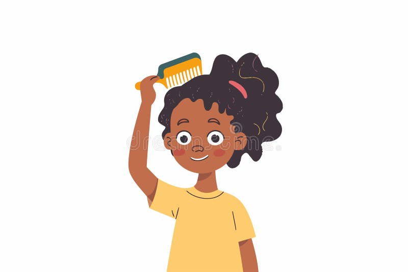 Kid Combing Hair Stock Image Isolated Vector Style Stock Illustration ...