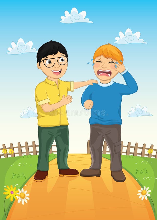 Kid Consoling Friend Vector Illustration Stock Vector - Illustration of ...