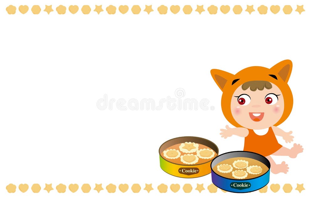 Kid and cookies frame stock vector. Illustration of girl - 17548429
