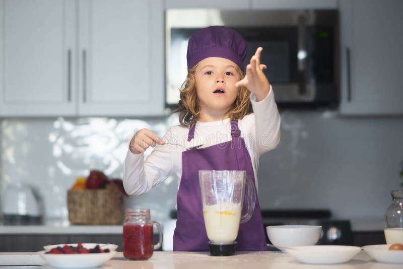Kid Cooking. Chef Child Cook Baking on the Kitchen. Stock Photo - Image ...