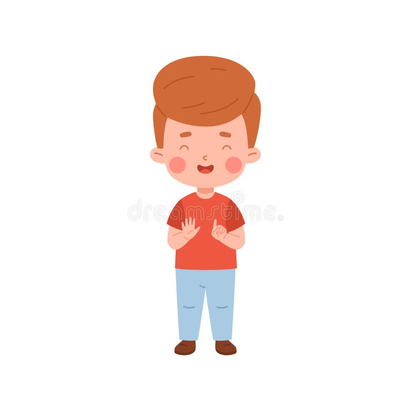 Kid Counting To Six, Vector Cute Preschool Boy Showing 6 Fingers ...