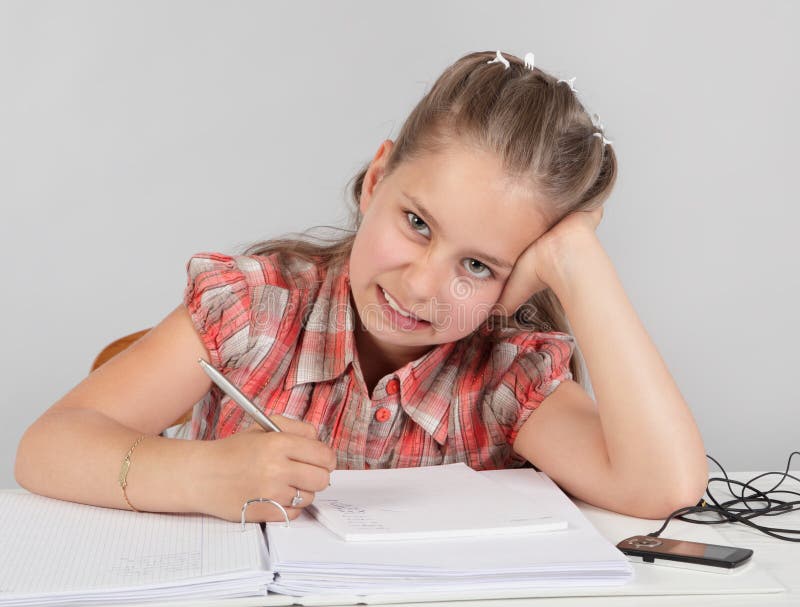 Distracted School Kid at Homework Stock Photo - Image of concentration ...