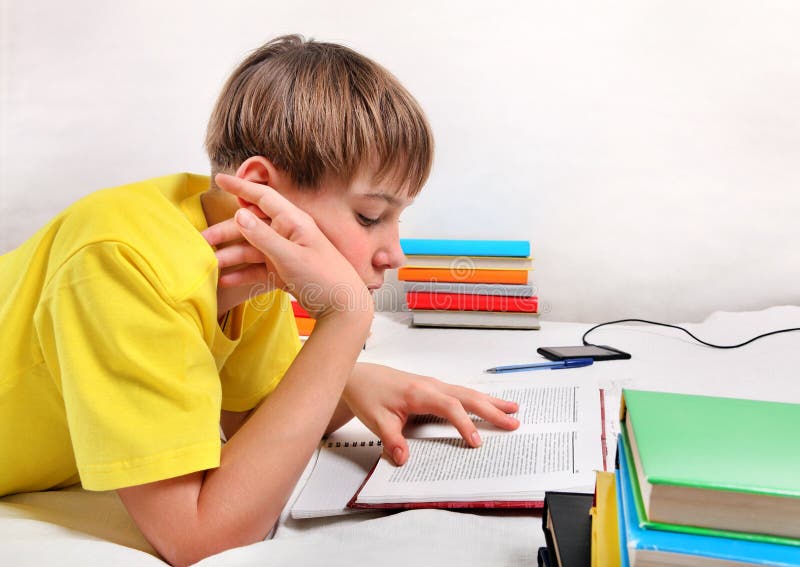 Kid doing Homework stock image. Image of childhood, glasses - 63451441
