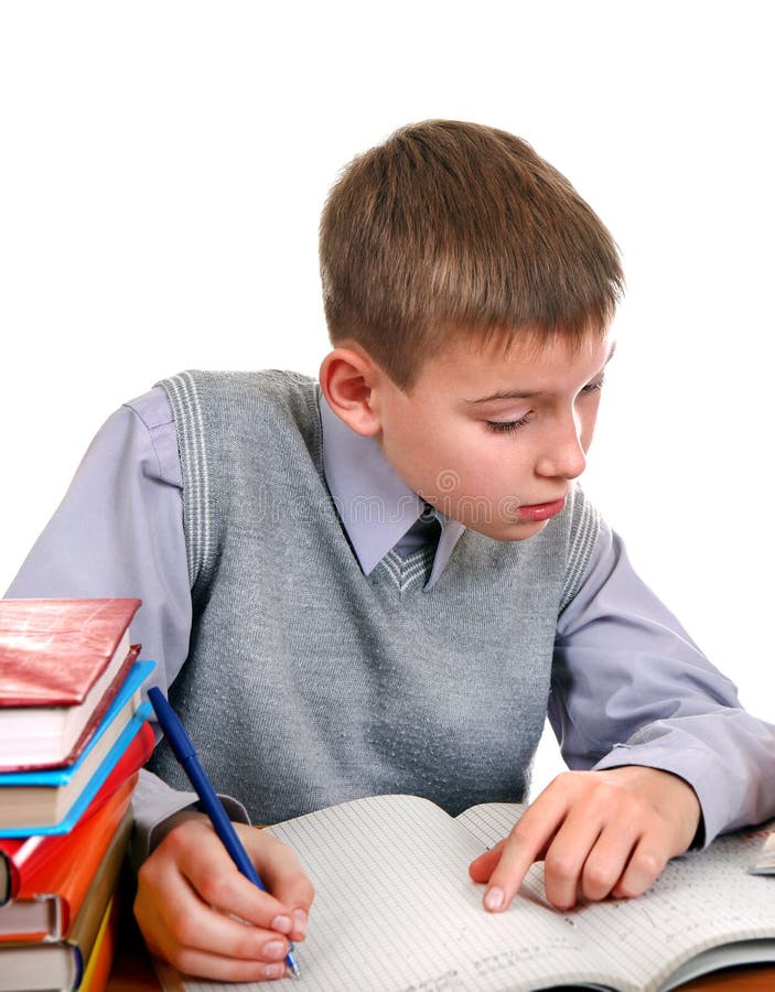 Kid doing Homework stock image. Image of caucasian, attention - 71463597