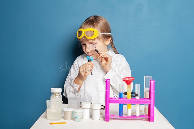 Science Experiments, Chemistry Laboratory Table with a Chemical ...