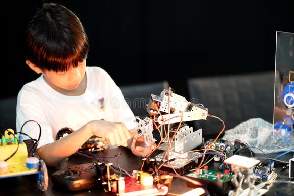 Kid Doing Science Invention Experiment Stock Photo - Image of plan ...