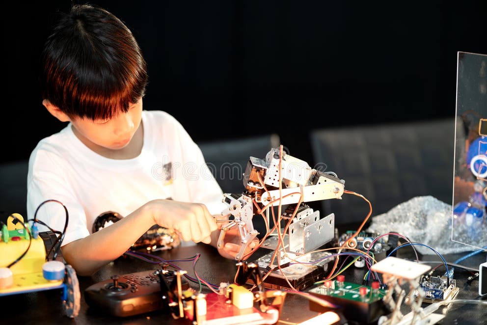 Kid Doing Science Invention Experiment Stock Photo - Image of plan ...