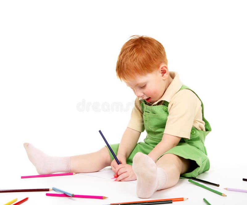 Kid drawing stock photo. Image of crayon, paper, little - 12879526