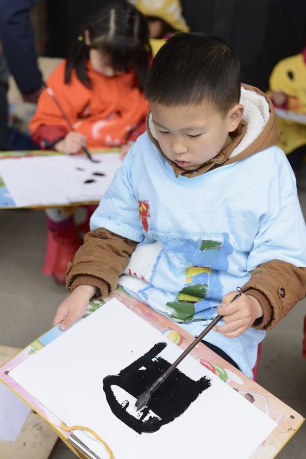 Kid drawing stock image. Image of asian, kids, student - 70603749