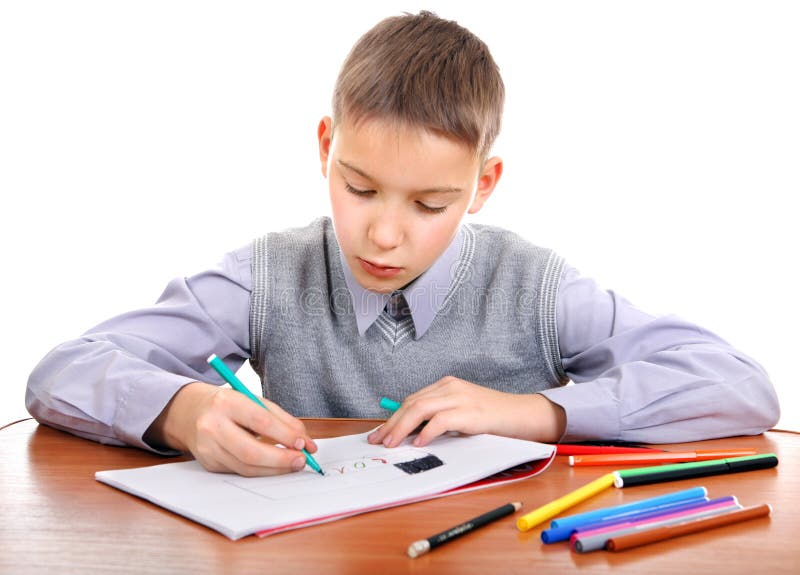 Kid drawing stock photo. Image of handsome, draw, cute - 40167542